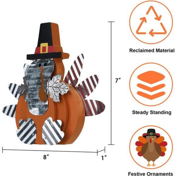 Accents | 2 Pack Turkey Block Set Thanksgiving Decor Dark Red Dark ...